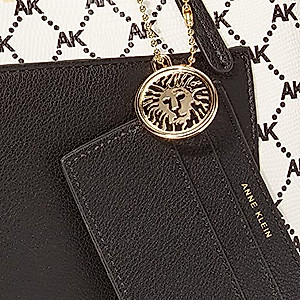 Anne Klein womens Anne Klein Triple Compartment Satchel with Card Pouch, Black/White, 13.5 L x 4.75 D 9 H US