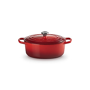 Le Creuset Cast Iron Signature Oval Casserole, 27cm, Cherry Red