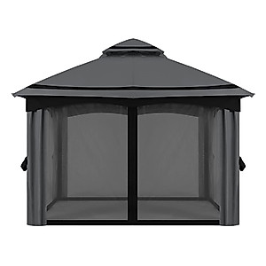 MASTERCANOPY 8x8FT Outdoor Patio Gazebo with Mosquito Netting for Backyard, Patio, Garden Dark Gray/Black