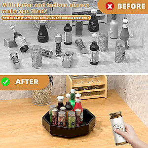 MinBoo Bamboo Lazy Susan Rotating Organizer, Bamboo Rotating Spice Racks with Turntable for Kitchen Pantry Cabinet Cupboard Table, 9 Inch