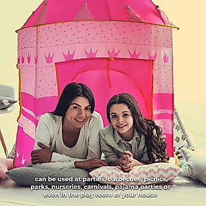 Princess Castle Play Tent for Kids, Princess Castle Dollhouse That conveniently Folds in to a Carrying Case, Perfect Foldable Pop Up Pink Childrens Play Tent/House Toy for Indoor & Outdoor Use