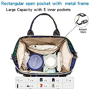 QWREOIA Diaper Bag Backpack, Animal Print Travel Nappy Bag with USB Charging Port Stroller Straps and Insulated Pocket For Women/Mum (Animal Print Pattern)