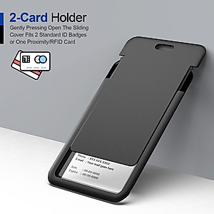2 Pack Hard Plastic Vertical ID Badge Holder Slide Open ID Card Holder by Jineasy ID