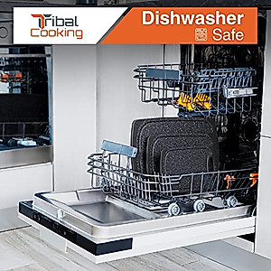 Tribal Cooking Cutting Boards - 3 Set - Warrior Strength Small to Extra Large Cutting Boards for Kitchen, Meat, Vegetables - Dishwasher Safe, Juice Groove, Non-Slip Rubber Chopping Board Set