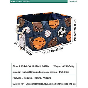FANKANG Rectangular Laundry Basket Nursery Storage Fabric Storage Bin Storage Hamper,Book Bag,Gift Baskets(Navl-ball game)
