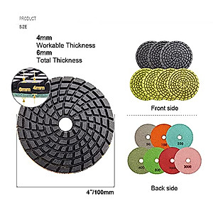 SHDIATOOL 4" Diamond Polishing Pads for Concrete Wet Polish Grit 200(12-Pack)