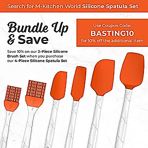 M KITCHEN WORLD Silicone Pastry Brush for Cooking 2 Pieces - Rubber Basting Brush with Grid, Kitchen Brushes Utensils for Food Sauce Butter Oil BBQ Spreading - Orange