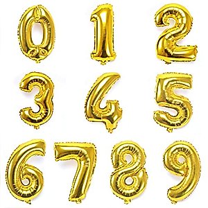 16" Gold 0-9 Number Balloons Foil Balloons Mylar Balloons for Party Decorations Party Supplies