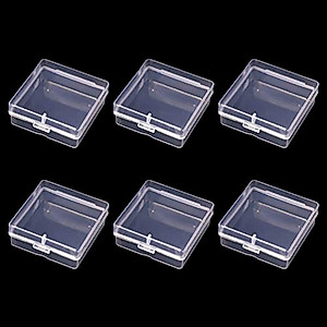 HEALLILY Clear Organizer Box Mini Transparent Storage Box Square Container Jewelry Box Organizer Storage Case for Classroom Office Home School 6pcs (Square) Bead Organizer Box