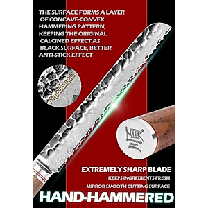 YOUSUNLONG Bread Knives 8 inch Serrated bread knife - Japanese Damascus Steel Natural Walnut Wood Handle - Cut bread, baguette, butter