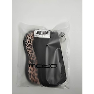 MoKo Eyeglasses Case, (2 Pack) Soft Zippered Neoprene Sunglasses Pouch Protective Eyewear Case Bag with Clip for Men and Women, Black and Leopard