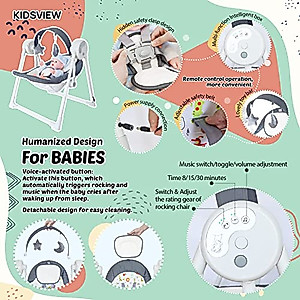 Electric Portable Baby Swings for Infants to Toddler with Intelligent Music Vibration Box, Baby Electric Swing for 6-25 lb, 0-12 Months, Folds for Easy Travel, Grey…