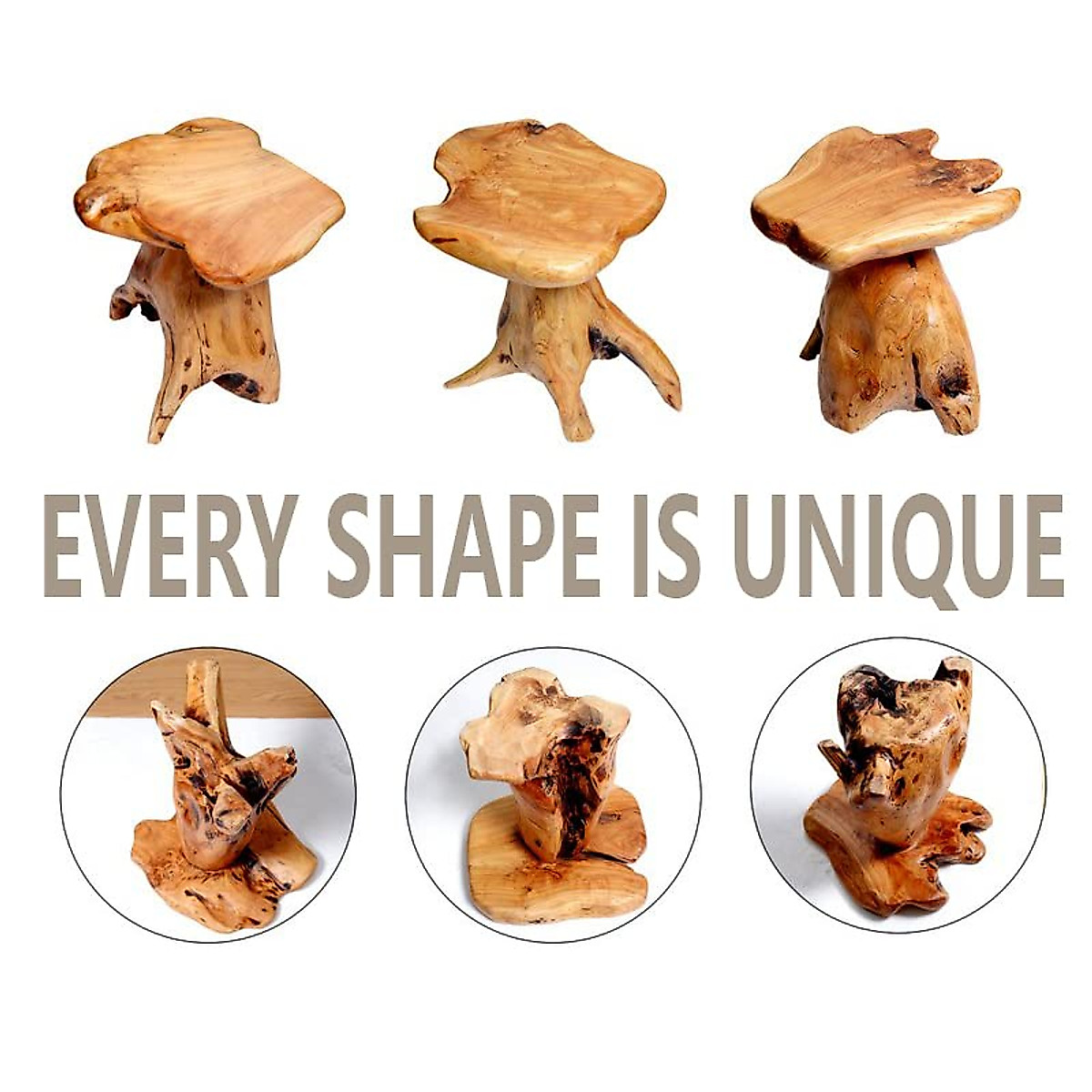 Brefhome Tree Stump Side Table Natural Edge Cedar Real Wood End Table,Small Wooden Mushroom Stool, Indoor/Outdoor