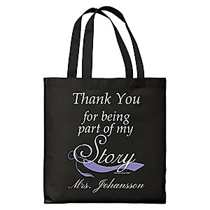 Teacher Gifts For Women Thank You For Being Part of My Story With Custom Text Personalized Black Canvas Tote Bag