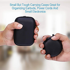 Cases for Earbuds,Aneuzs Earphone Carry Cases 5 Pack Headphone Storage Bag with Zipper and Carabiner for Smartphone Earphone USB Cable,SD Cards,Small Round Pocket & Square Little Travel Cases