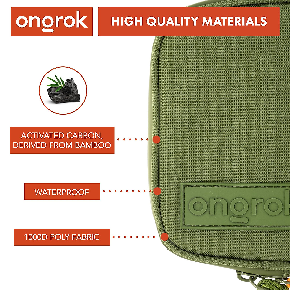 ONGROK Wallet with Carbon Filtration, Small (4x6"), Locking Bag with Water Proof Zipper (Green)