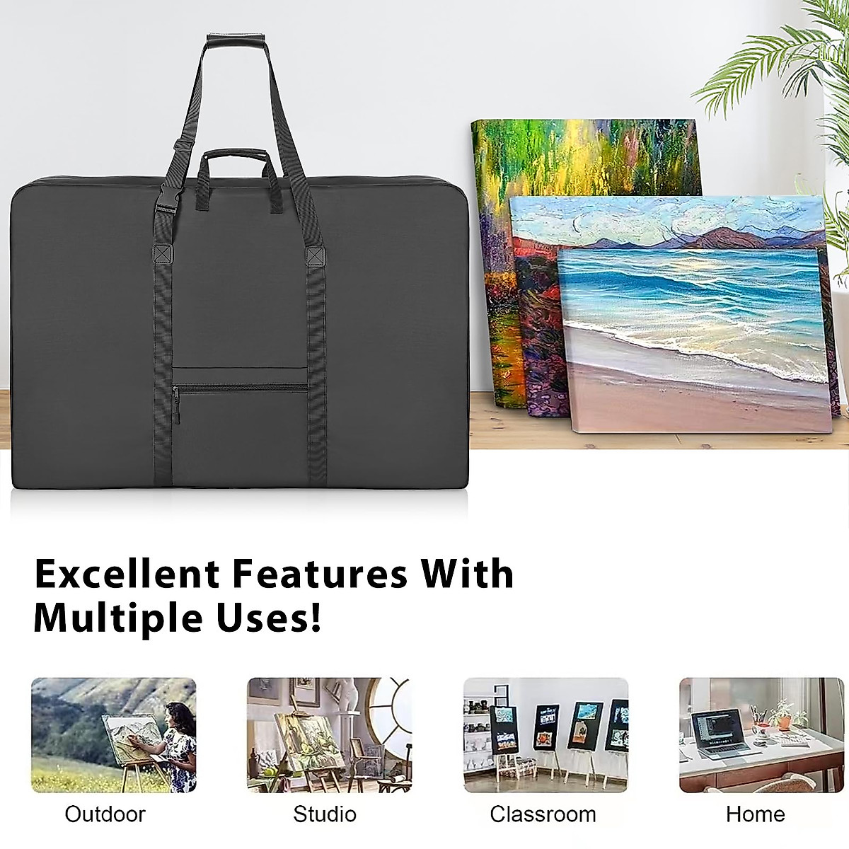 1st Place Products Premium Art Portfolio Case - 24" x 36" - Soft Sided - Foldable - Waterproof & Tear Resistant - Artwork, Photography, Sketch, LCD, Monitor, Solar Panel - Shoulder Straps & Handles
