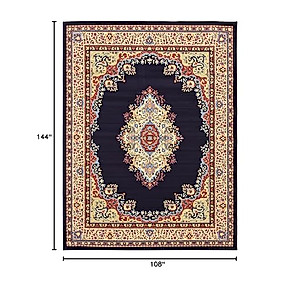 Rugs.com Amaya Collection Rug – 9' x 12' Navy Blue Medium Rug Perfect for Living Rooms, Large Dining Rooms, Open Floorplans