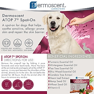 Dermoscent ATOP 7 spot-on - Large Dogs 45-90 lbs - Soothing Care for Sensitive, Dry and Itchy Skin or Allergy Prone Skin - Natural Ingredients - 4 pipettes