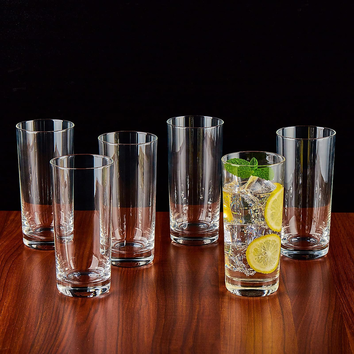 Heat-Resistant Drinking Glasses Set of 6 Double Fashioned Glass Lowball Tumblers 16oz Made From Premium Borosilicate All Crystal-Clear Water Cups, Mixed Drinkware For Daily Use - CL Count (Pack 1)