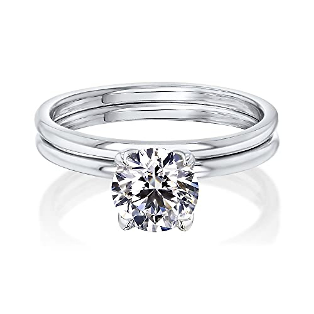 1 Carat IGI Round Floating Tulip Solitaire Bridal Set - 7.0 / yellow-gold / DE