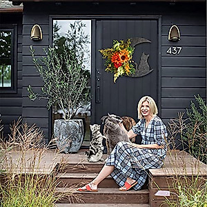 Halloween Wreaths Front Door Wreath Black, Fall Wreaths Scene Party Farmhouse Hello Sign Props Halloween Purple Outdoor Decor Window Hanging