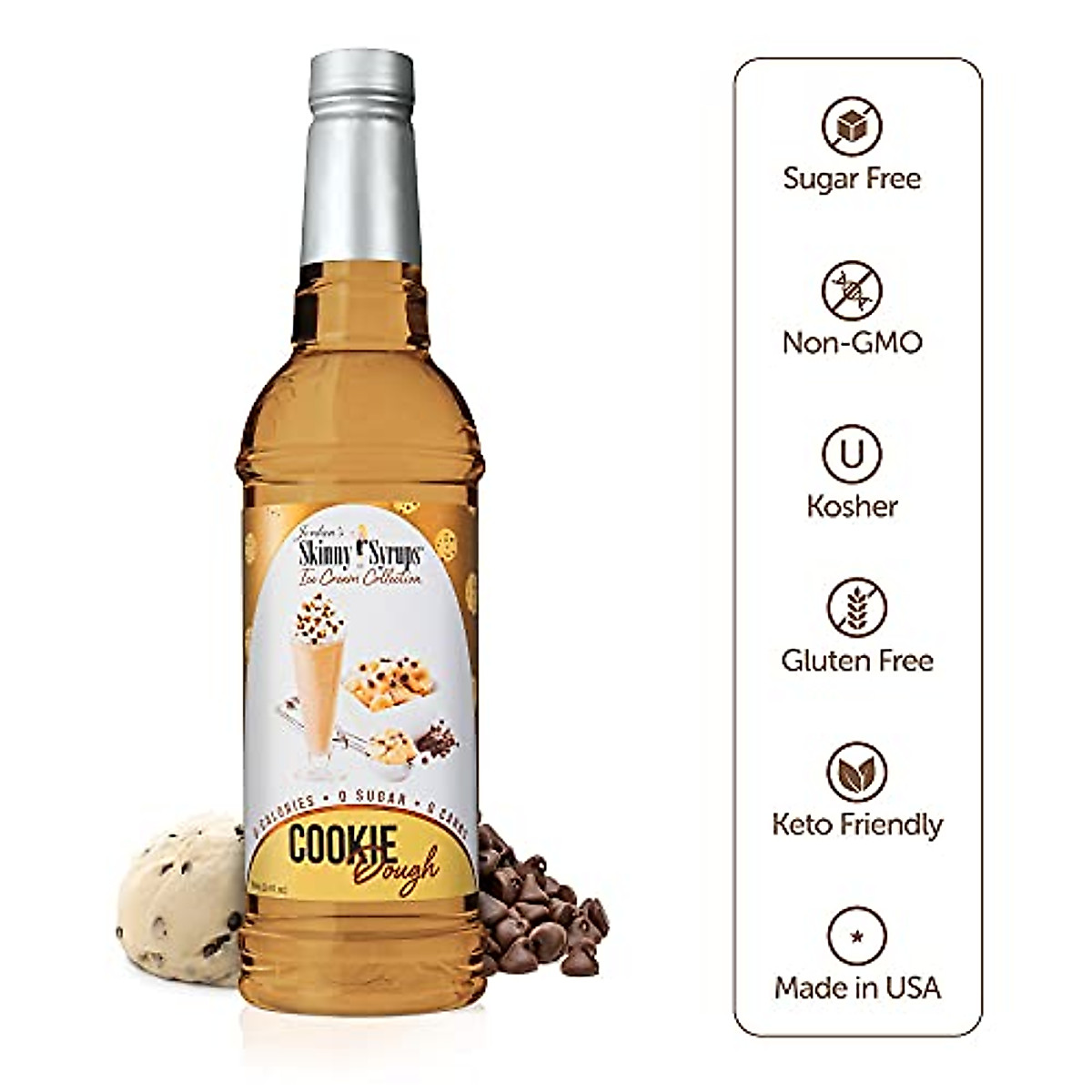 Jordan's Skinny Syrups Sugar Free Cookie Dough Syrup | Gluten Free | Keto | Kosher | Made in the USA