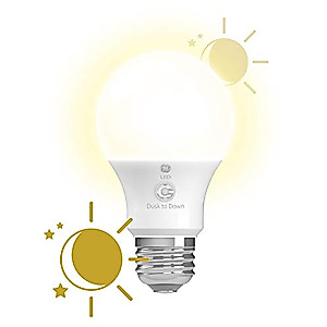 GE LED+ Dusk to Dawn LED Light Bulbs with Sunlight Sensors, Automatic On/Off Light Sensing Bulb, Soft White, A19 Bulbs (2 Pack)