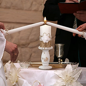 Zhehao 3 Unity Candles with 3 Candle Holder for Wedding Ceremony Set Rustic Wedding Accessories for Reception Ceremony Decorative Farmhouse Candle Holder Pillar Candle for Formal Events Wedding Church