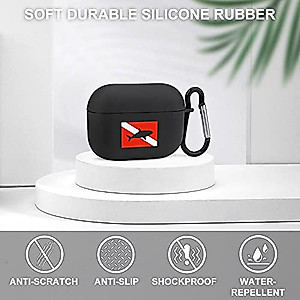 Scuba Diving Shark Print Apple Airpod Pro AirPods Case Protective Silicone Charging Cover with Keychain for Men Women