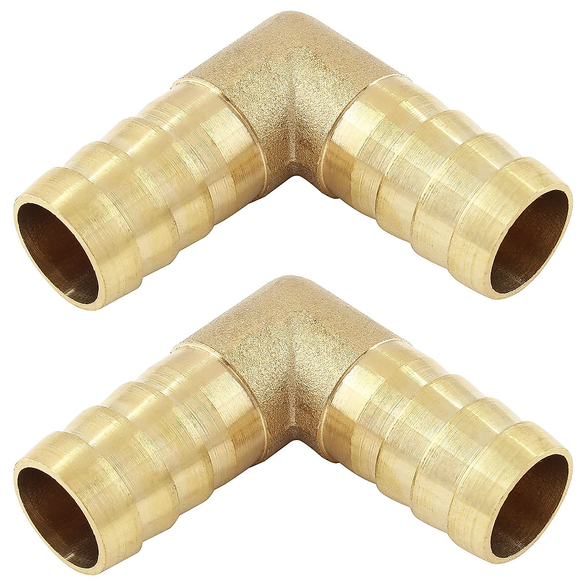Zorfeter 2 Pack Brass Hose Barb Fitting 5/8" 16mm Hose ID/Hose Barb 90 Degree L Right Angle Elbow Barbed Brass Fitting