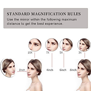 GURUN 8.5 Inch Magnifying Makeup Mirror with 3 Tones LED Lights Double Sided Vanity Mirror for Bathroom with 10X Magnification M1809DO (Oil-Rubbed Bronze/10X)