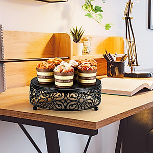 Lallisa 6 Pcs Black Cake Stand Set 12 Inch 10 Inch 8 Inch Wedding Cake Stand Round Metal Dessert Display Cupcake Holder Candy Display Plate for Wedding Party Birthday Decorations(Black)