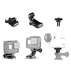 HSU Basic Adapter Grab Bag for GoPro, Including Quick Release Buckle Mount, J-Hook Buckle Mount, 3-Way Pivot Arms, Tripod Mount, 1/4 inch 20 Mount, Curved Extension arm and Thumbscrews（13Pcs）