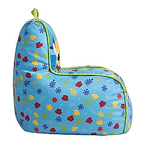 Idea Nuova Baby Shark Kids Mink Plush Bean Bag Chair with Piping & Top Carry Handle, Large