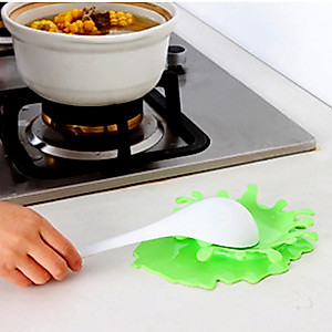 Spoon Rest Holder Ketchup Shape Holders Splash Spoon Rest by Mustard Kitchen Cooking Aid Cup Holder Spatula Spoon Rack Shelf Creative Gift (blue)