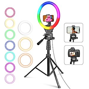 UBeesize 12'' RGB Selfie Ring Light with 62’’ Tripod Stand for Video Recording＆Live Streaming(YouTube, Instagram, TIK Tok), Compatible with Phones, Cameras and Webcams