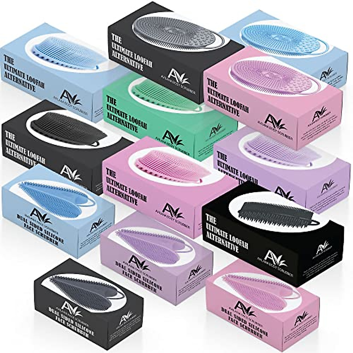 Avilana Exfoliating Silicone Body Scrubber Easy to Clean, Lathers Well, Long Lasting, And More Hygienic Than Traditional Loofah (Gray)