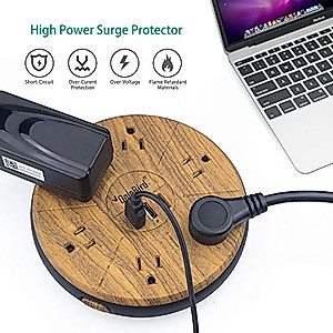 Power Strip Surge Protector 6 AC outlets with 3 USB Ports Charging Station Long Extension Cord Right Angle Flat Plug Widely Spaced Multi Outlets Circuit Breaker Safeguard for Home,Office, Dorm Room
