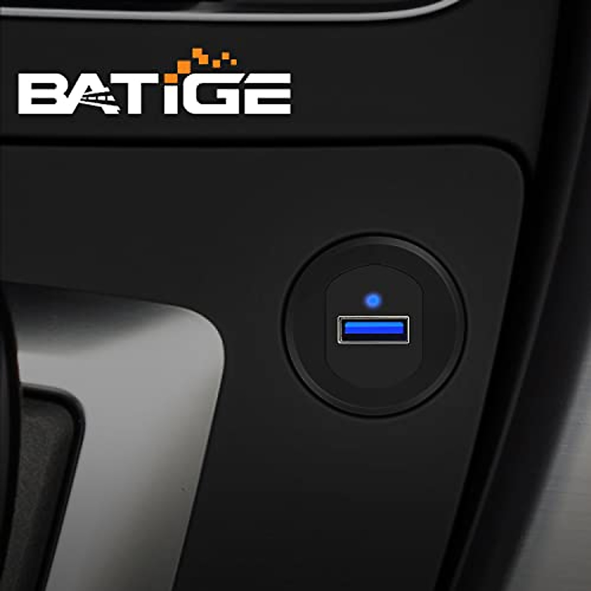 BATIGE Alloy Single Port USB 3.0 Dashboard Port Car Mount Flush Cable, Male to Female Waterproof Extension Cable for Car Truck Boat Motorcycle with LED Indicator - 3ft