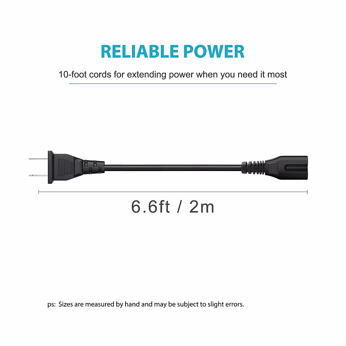 2 Prong AC Power Cord Fit for JBL Bar 2.1 3.1 5.1 9.1 Soundbar Speaker JBL PartyBox 100 110 200 300 310 710 1000 On-The-Go Speaker Charger Supply Replacement Charging Cable Cord