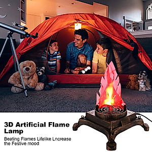 GULI Halloween 3W Prop LED Fake Fire Flame Effect Lamp Torch Night Light Artificial 3D Campfire Lamp for Christmas Festival Event Party Club Decor(6inches-Stand Led Flame Light)