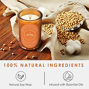 Scented Candles for Men | Tobacco & Amber Scented Candle | Christmas Candles for Home Scented | Winter Holiday Gift Candle | Long Burning Glass Jar Candle