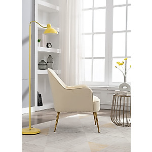 Bellemave Velvet Accent Chair,Modern Upholstered Leisure Arm Chair with Gold Metal Legs,Thickly Padded,Guest Chair Vanity Chair Club Chairs for Living Room Bedroom Office（Cream White）, W52752188