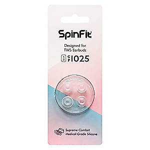 SpinFit CP1025-M/S- Medical Grade Silicone Patented Ear Tips, Secure Fit and Supreme Comfort Fits MTW3, Jabra Elite 7, Galaxy Buds 2 & More (2 Pairs) (for Nozzle Diameter from 4-5.5mm)