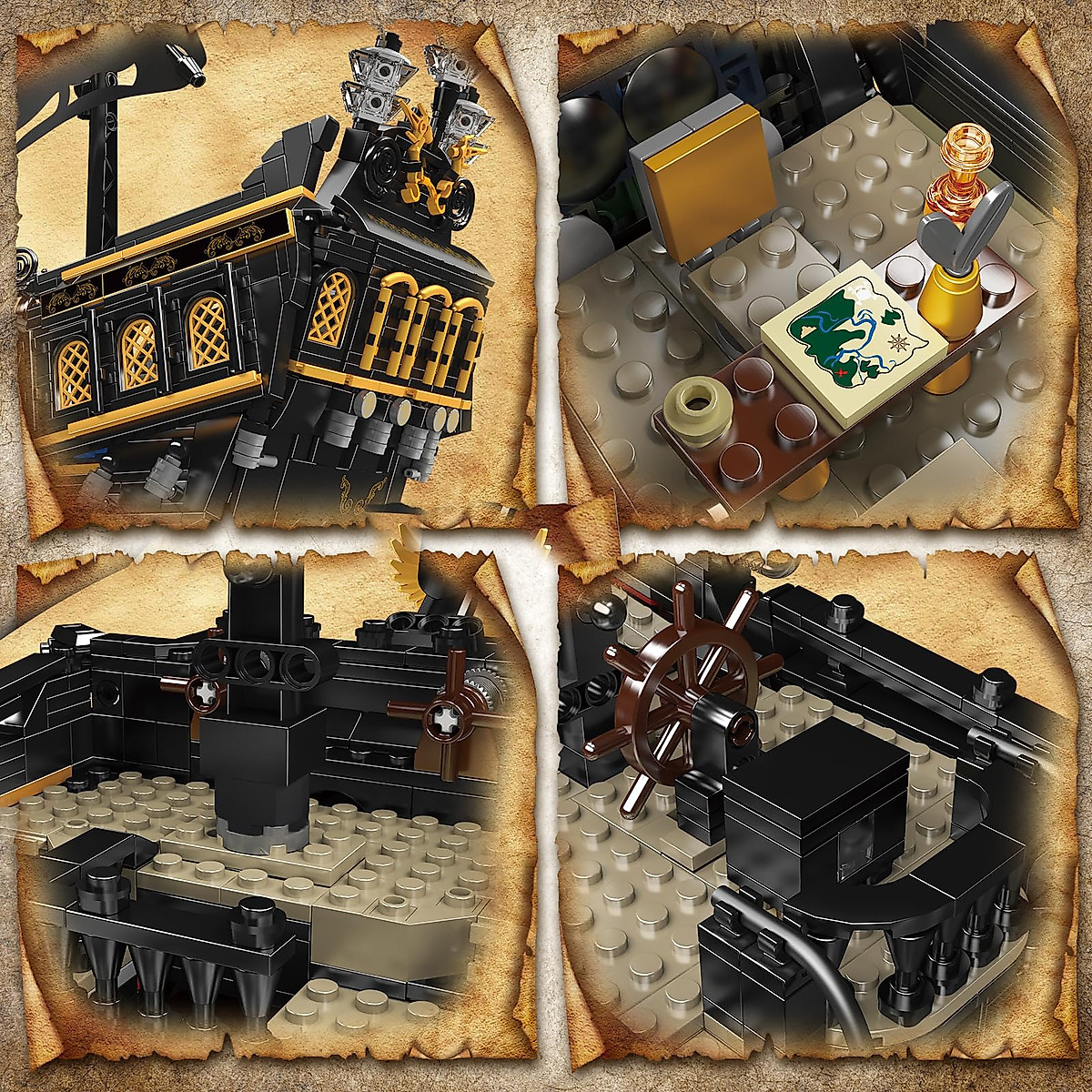 JMBricklayer Black Pirate Ship Model Building Sets, Mysterious Pirate Toys Building Kits, Collectible Model Ship Building Blocks, Cool Pirate Ship Toy, Gifts for Boys Teens Collectors (2868 Pieces)