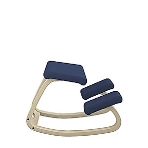 Varier Variable Balans Original Kneeling Chair Designed by Peter Opsvik (Dark Blue Revive Fabric with Natural Ash Base)