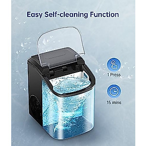 EASYERA Nugget Ice Maker Countertop, Pellet Crushed Chewble Ice Cubes, 33LBS/24H, Compact Self-Cleaning Machine with Ice Bags for Home, Kitchen, RV, Camping