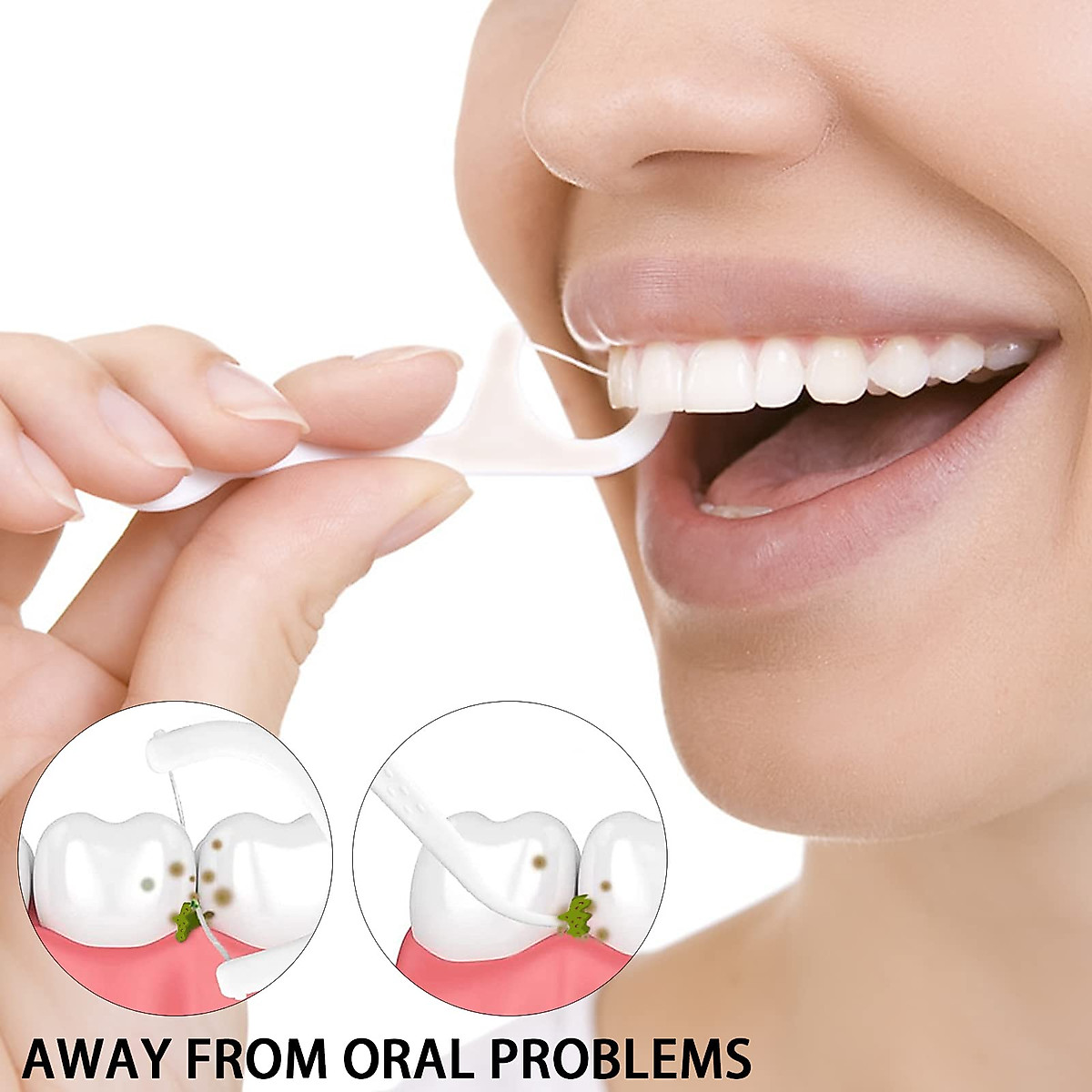 Dental Floss Portable Floss Dispenser Floss Box Dental Floss Picks Dispenser Floss Pick Holder Automatic Floss Organizer Travel Floss for Women Men Teeth Cleaning(Black+Black)