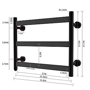 HEATGENE Towel Warmer 3 Flat Bar Towel Dryer Wall-Mounted Plug-in Bath Towel Heater - Matte Black